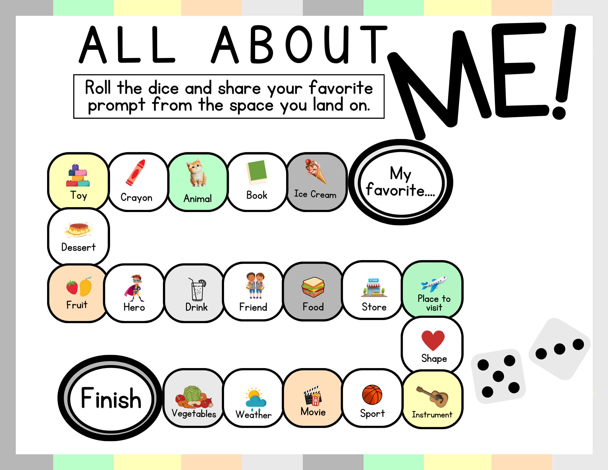 All About Me Printable Board Game, Get to Know You Icebreaker Game ...