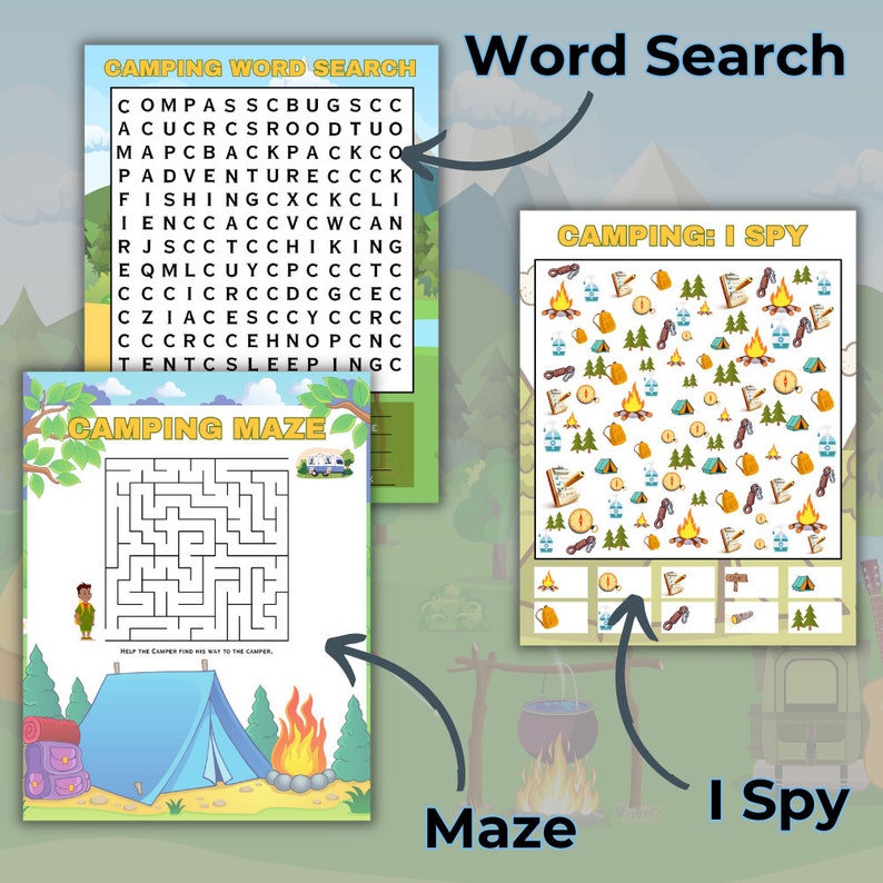 Printable Camping Games for Kids, Camping Word Search, Kids Maze, I Spy Game, Rainy Day ...