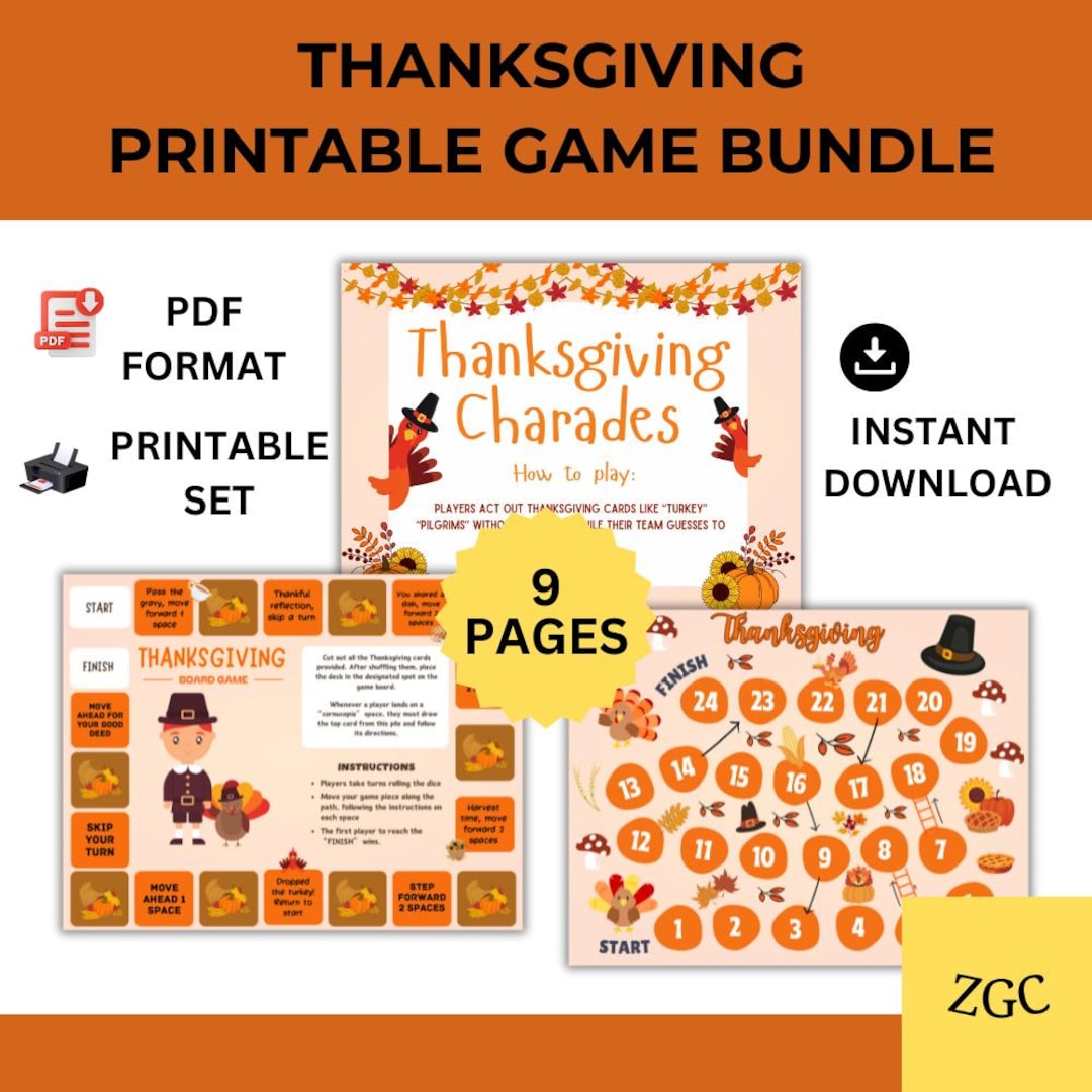 Printable Thanksgiving Board Game Bundle, Thanksgiving Fun Family Games ...