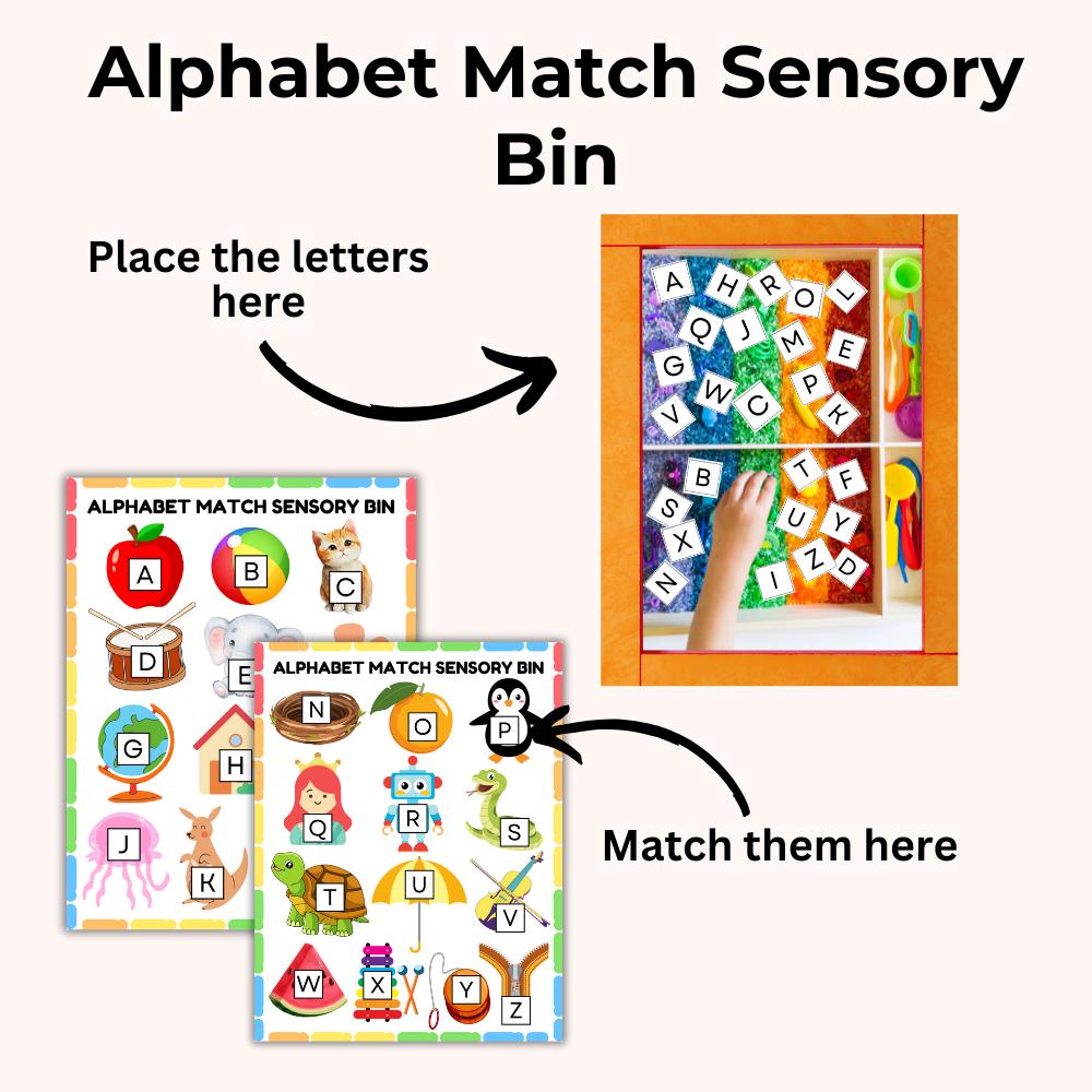 Alphabet Sensory Bin Activity for Preschool | Printable Letter Matching ...