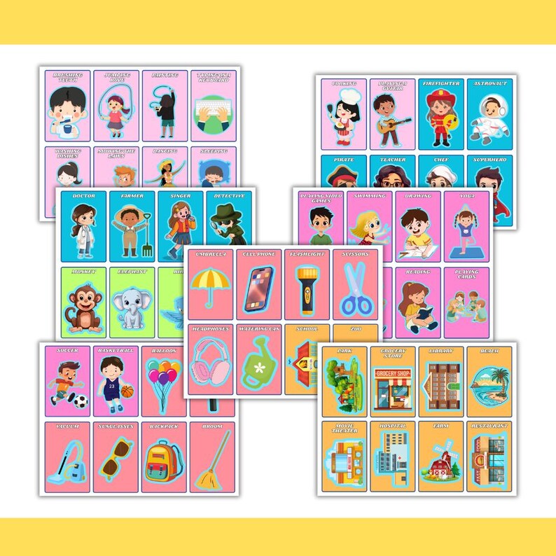 Colorful Charades Game Printable | Kids Party Game PDF | Family Game ...