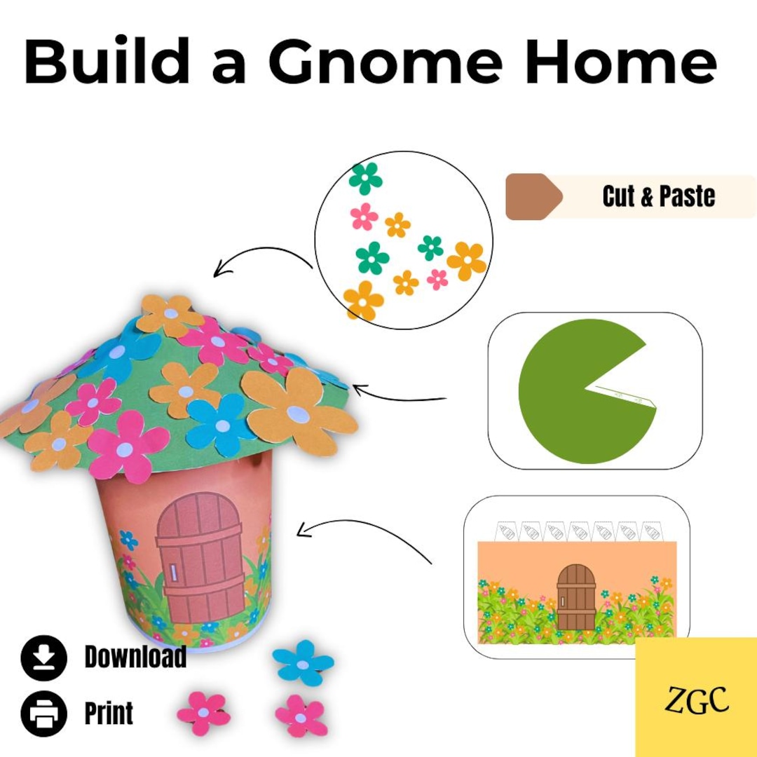 Build a Gnome Home Printable Craft | Kids Papercraft Activity, DIY ...