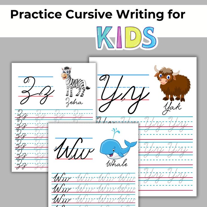 Printable Cursive Handwriting Practice Worksheets for Kids, Cursive ...