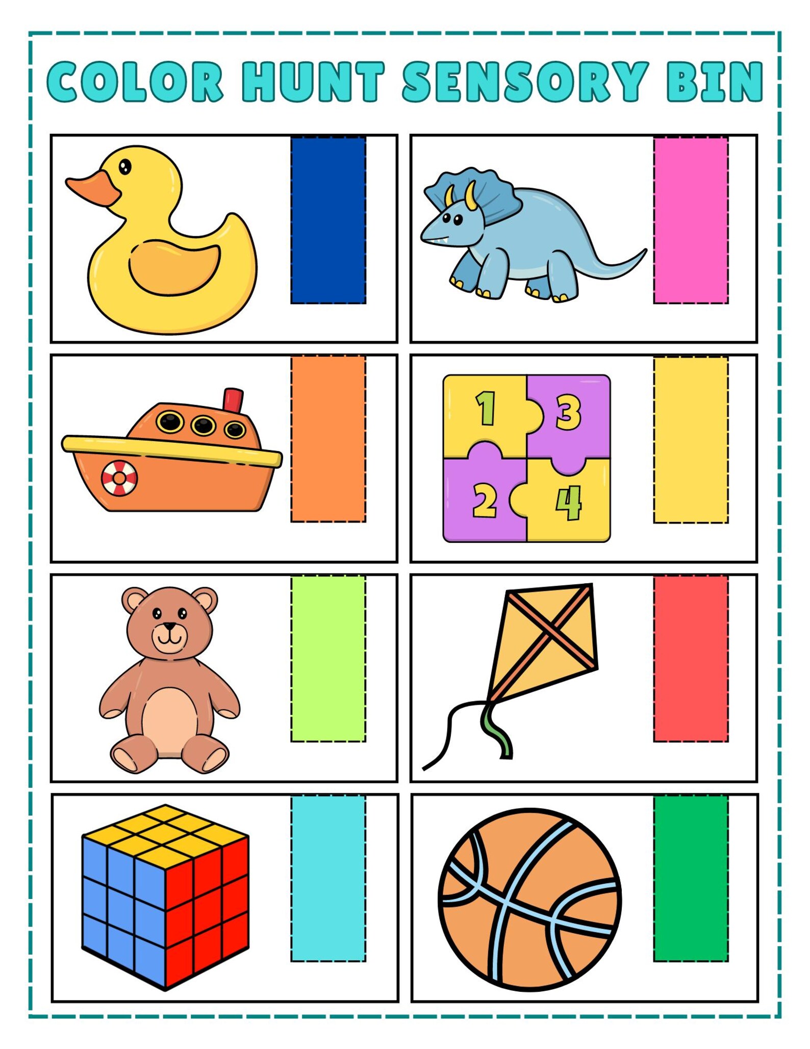 Colour Hunt Sensory Bin Activity, Hands on Colour Matching Game, Bin ...