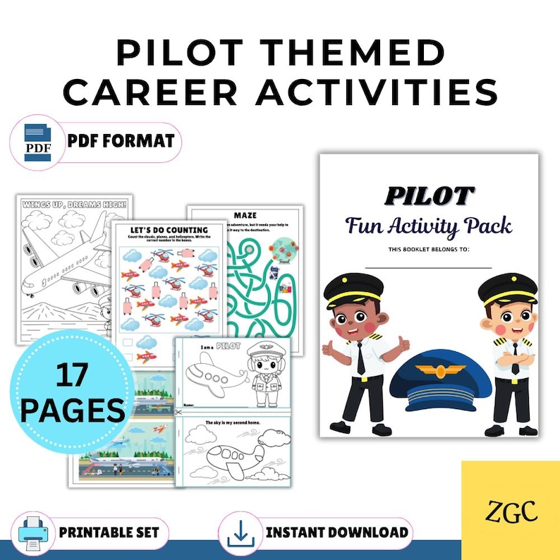 Pilot Career Printable for Kids | Dream Job Coloring Pages & Activities ...