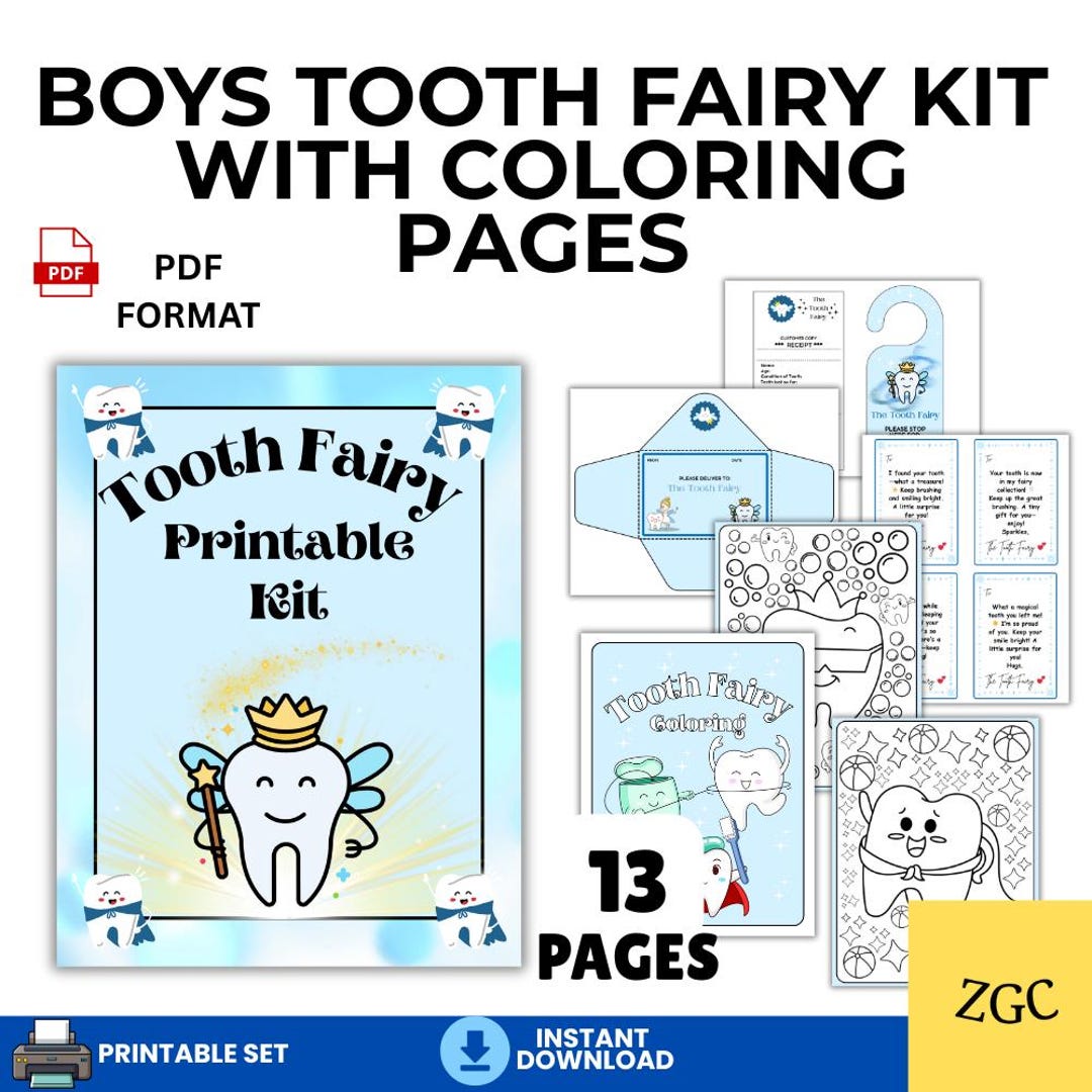 Printable Tooth Fairy Kit for Boys | Tooth Fairy Certificate | Lost ...