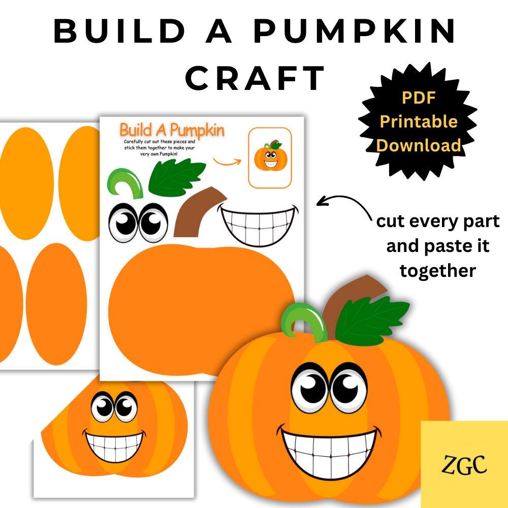 Pumpkin Paper Craft, Printable Halloween Activity (PDF Pattern) - Etsy