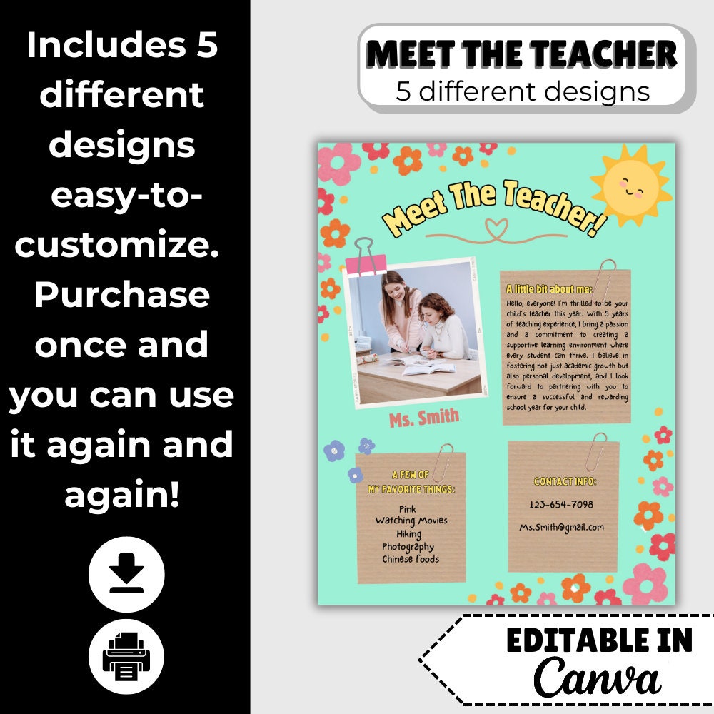 Meet the Teacher Template, Editable Teacher Template, Get to Know Your ...