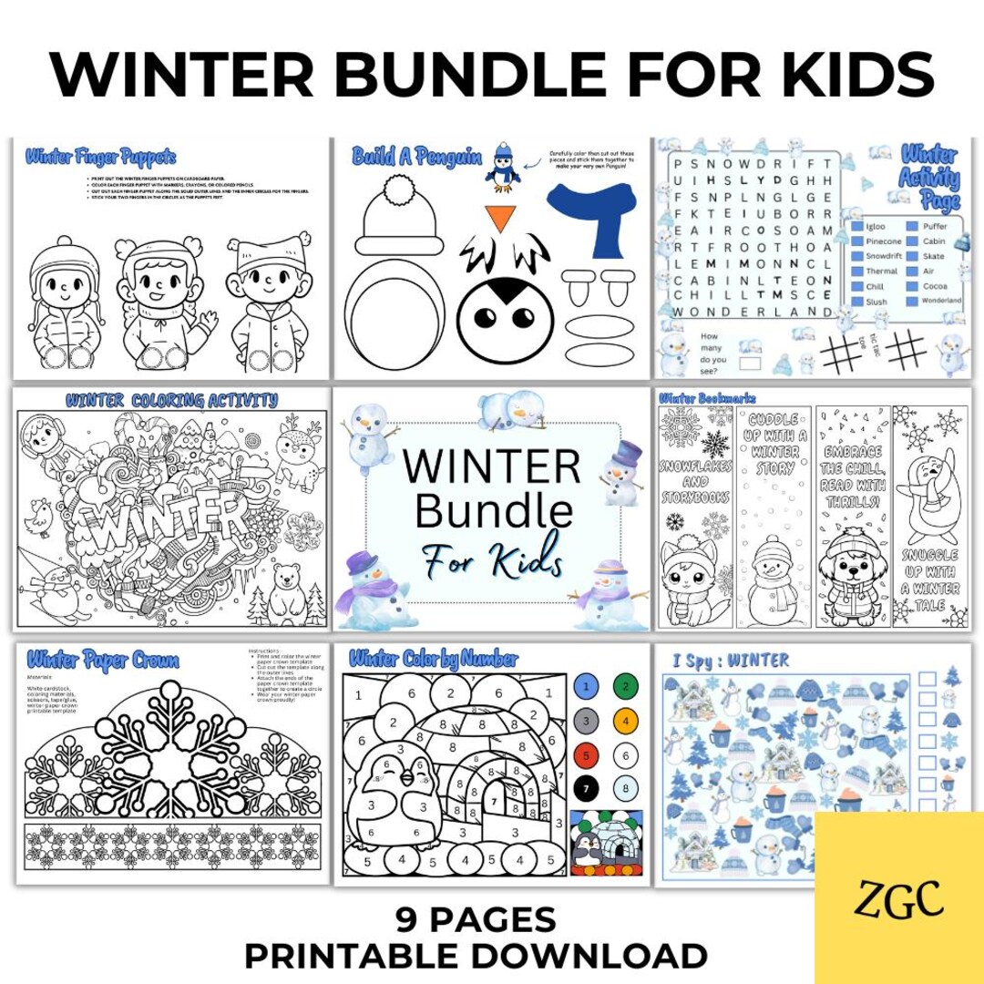 Winter Activity Pack for Kids | Printable Winter Crafts and Worksheets ...