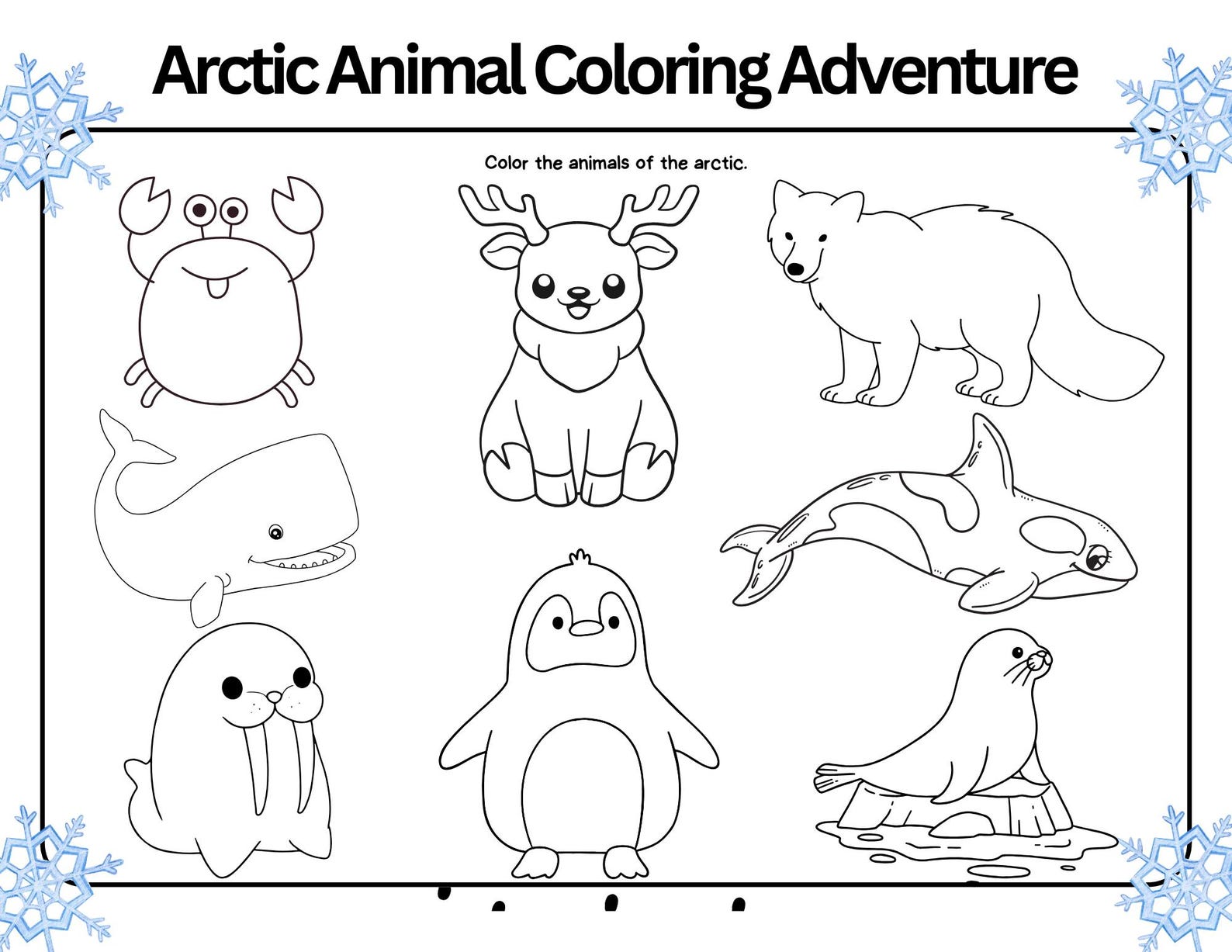 Kids Winter Printable Craft Activity Pages, Kids Winter Bundle, Color ...