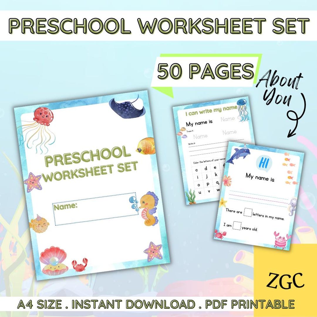 Under the Sea Preschool Activity Sheets, Letters, Colours & Numbers ...