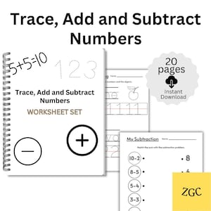 Printable, Trace, Add and Subtract Simple Math Worksheets, Numbers Practice Sheets, Math ...