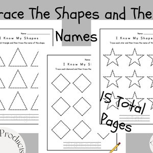 Trace the Shapes Worksheets, 12 Basic Shapes Tracing, Early Learner ...