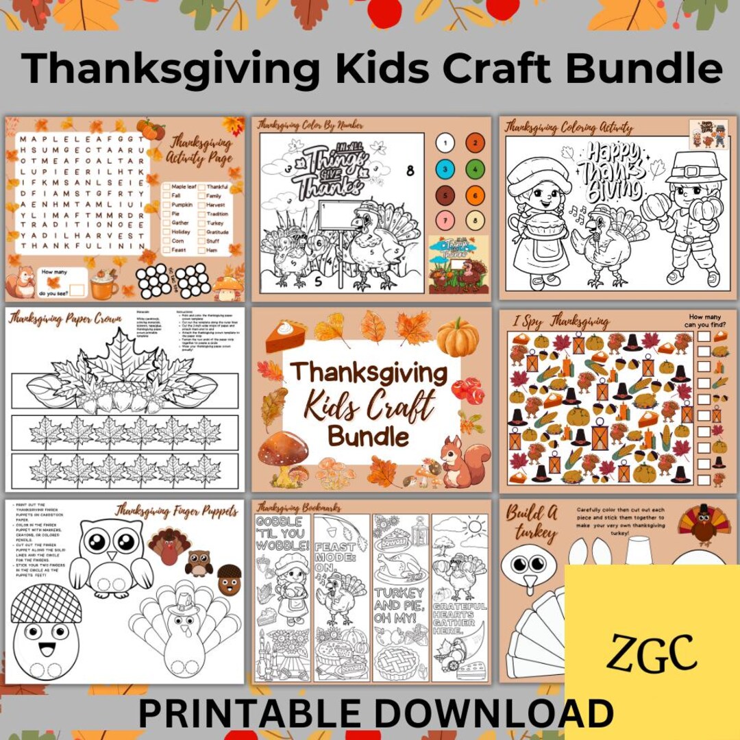 Thanksgiving Craft for Primary Students, 8 Thanksgiving Printable Kids ...