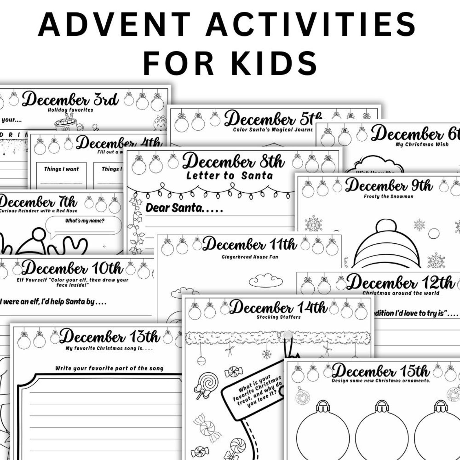 Printable Advent Activities for Early Learners, Kids Advent Treasure ...