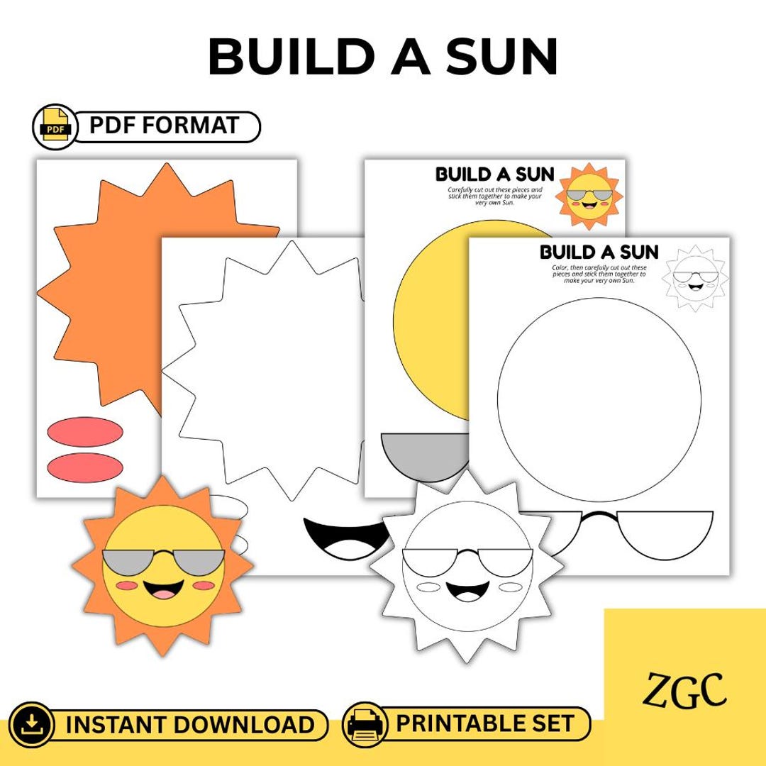 Build a Sun Craft Printable | Cut and Paste Sun Activity | Weather ...