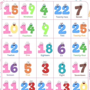 Numbers Bingo Game, Game for Numbers 1 25, Bingo Kids Game, Group ...