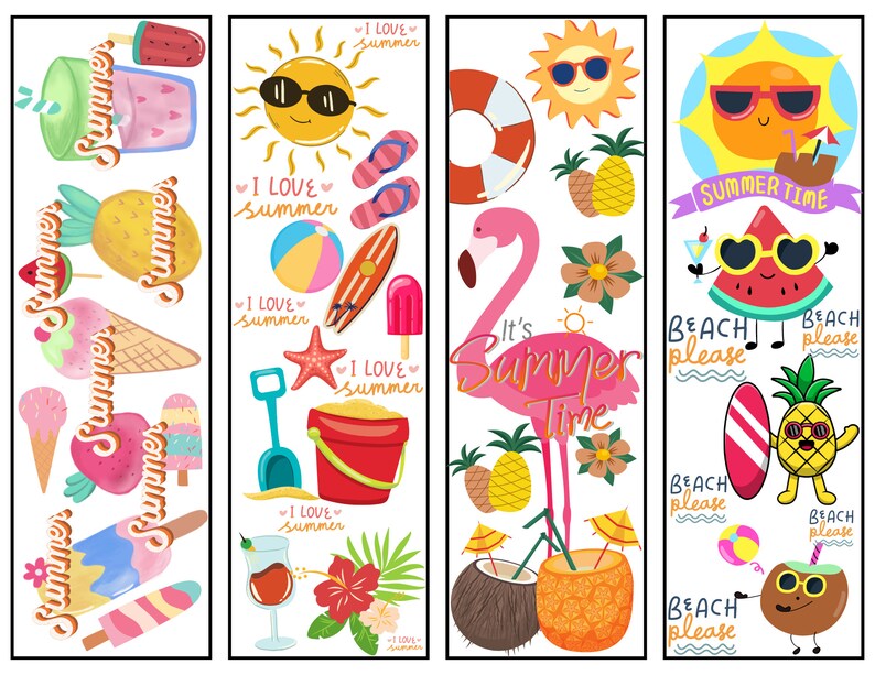 Summer Bookmarks to Color for Kids | Printable Reading Rewards (PDF) - Etsy