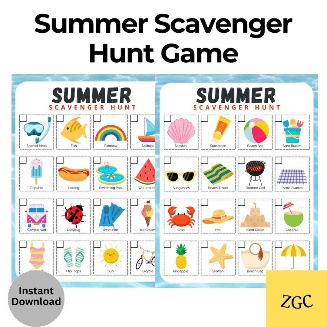 Summer Scavenger Hunt Printable Cards | End of Year Student Gift ...