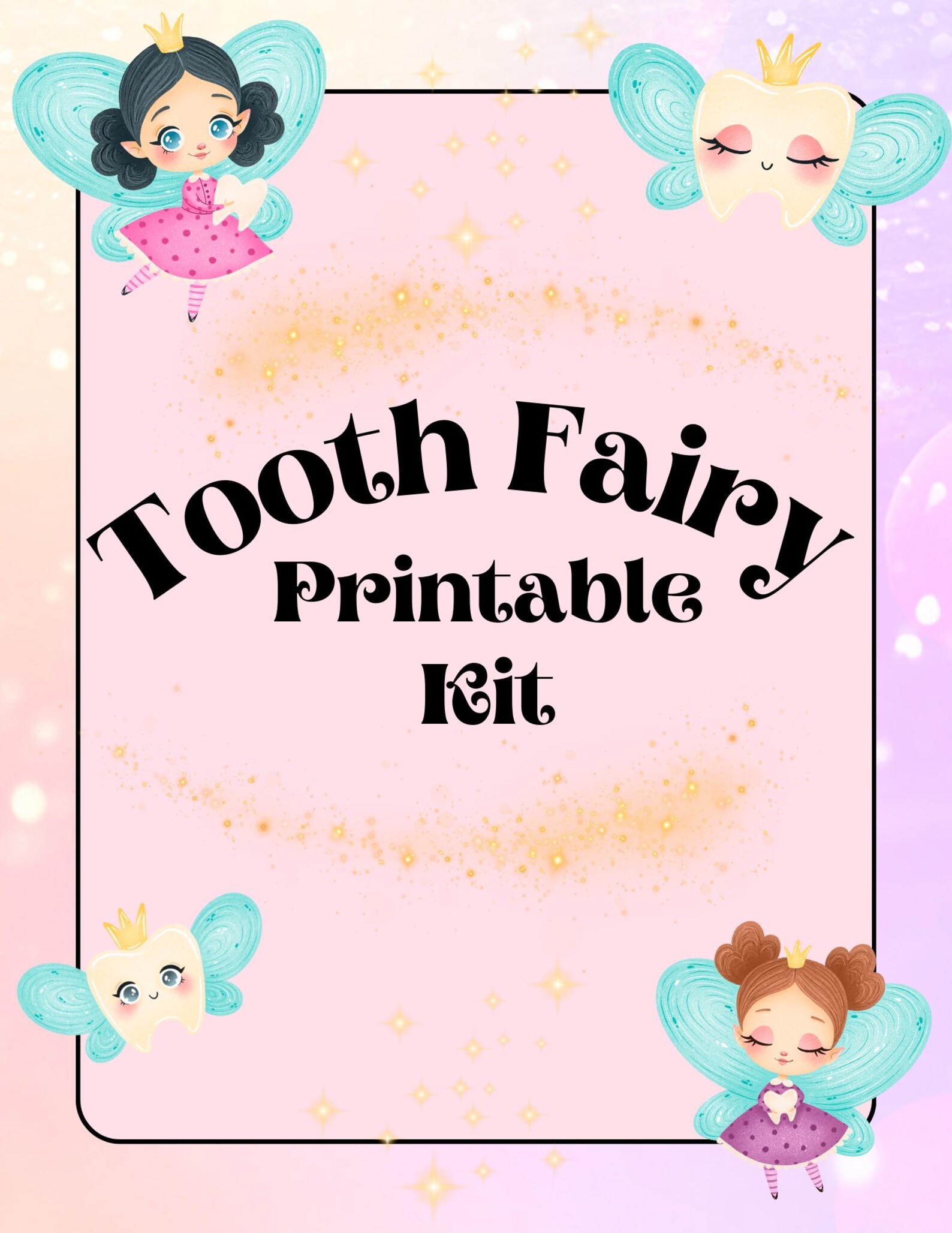 Girls Tooth Fairy Printable Kit | Certificate, Coloring Pages (instant ...