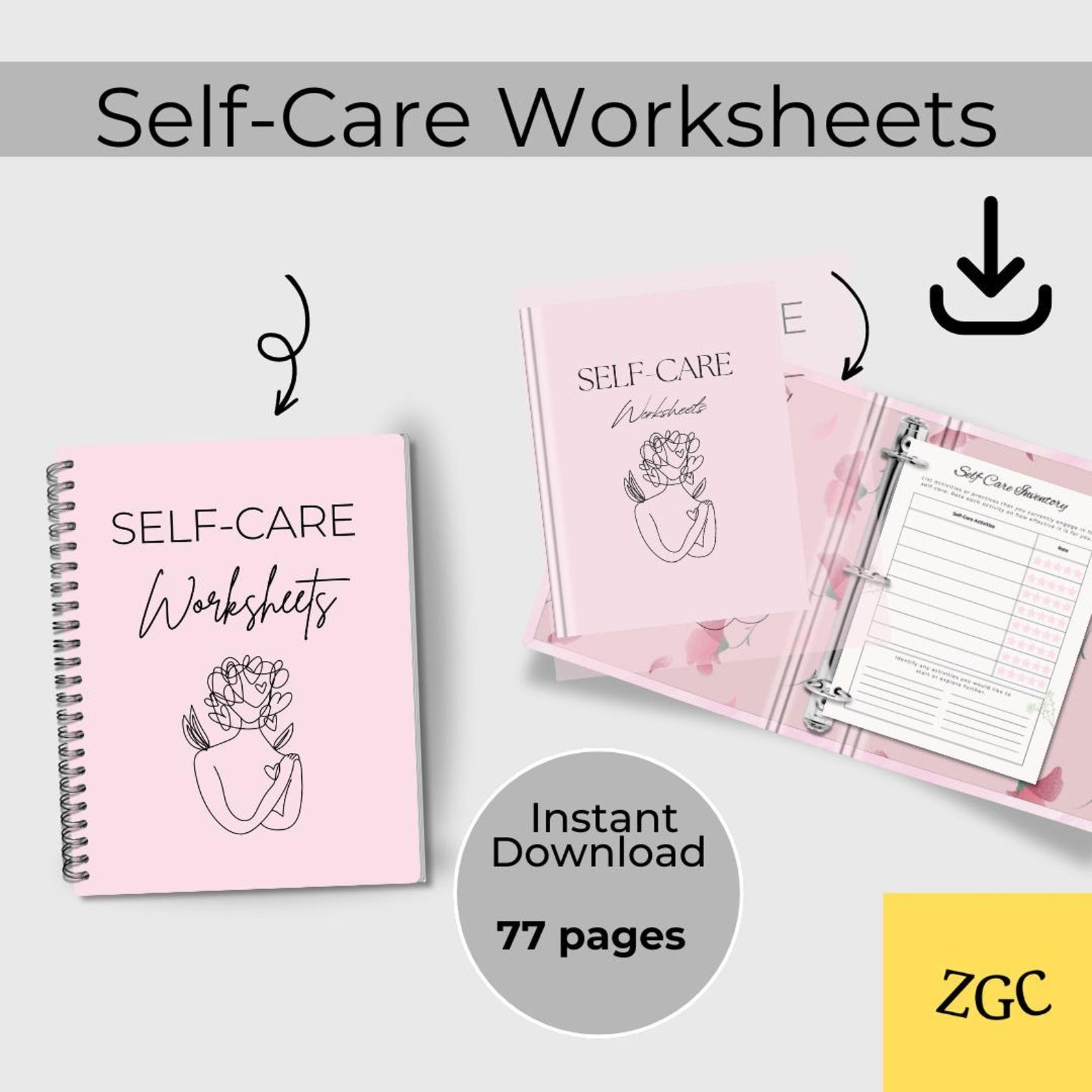 Self-care Editable Worksheets, Positive Mindset Binder, Growth Mindset ...