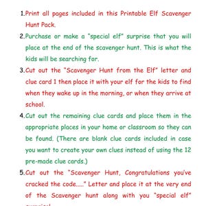 Christmas Elf Scavenger Hunt, Printable Christmas Scavenger Hunt Cards ...
