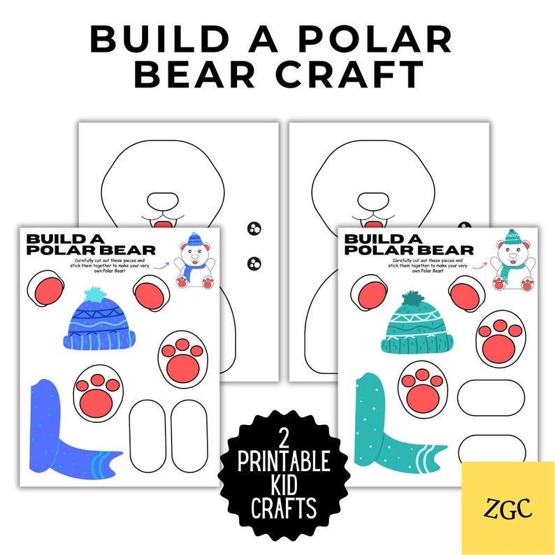 Build a Polar Bear Printable Craft | Winter Cut and Paste Activity for ...