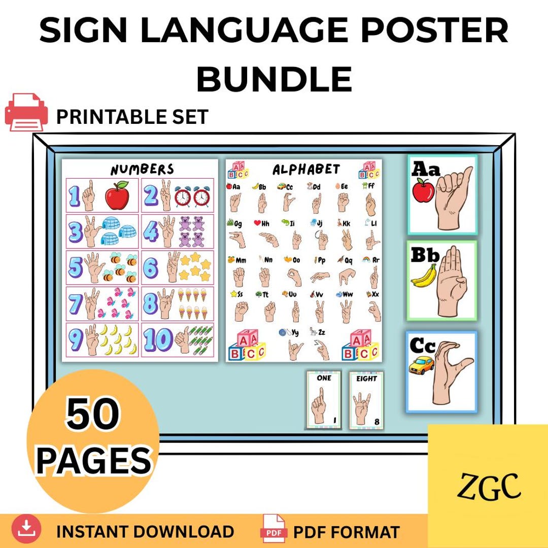 ASL Numbers & Common Phrases Posters | Sign Language Classroom Decor ...