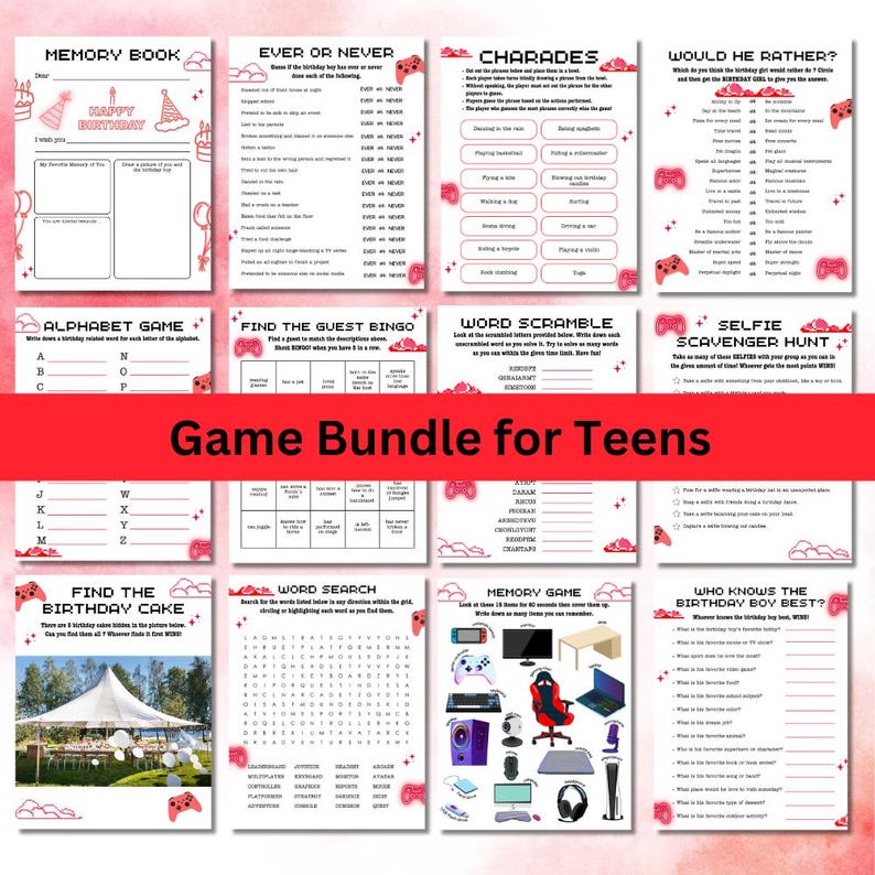 Teen Boy Birthday Party Games Printable | 19 Fun Teen Games for Boys in ...