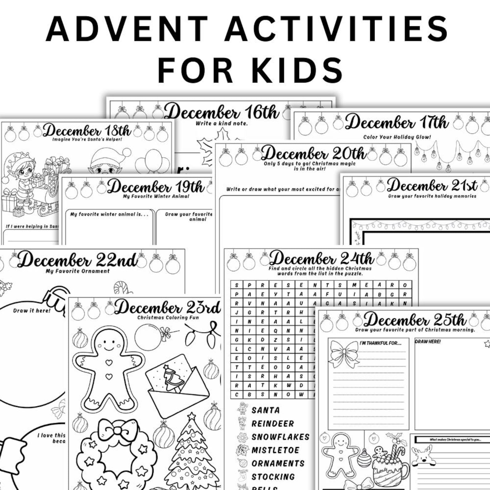 Printable Advent Activities for Early Learners, Kids Advent Treasure ...