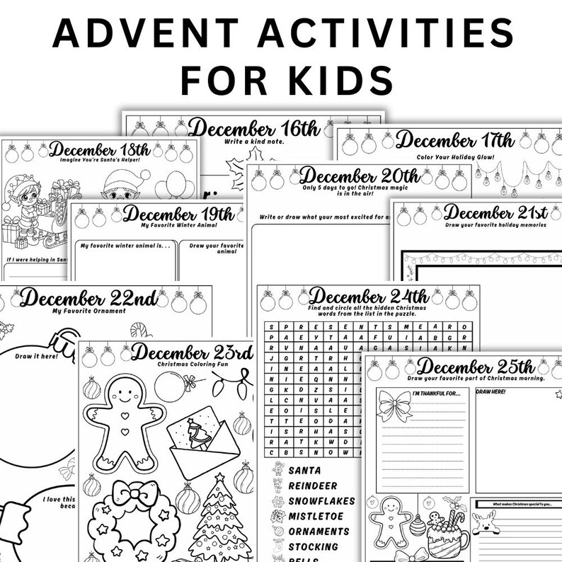 Printable Advent Activities for Early Learners, Kids Advent Treasure ...