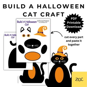 Halloween Cat Paper Craft | Printable Fall Activity (PDF Pattern) - Etsy