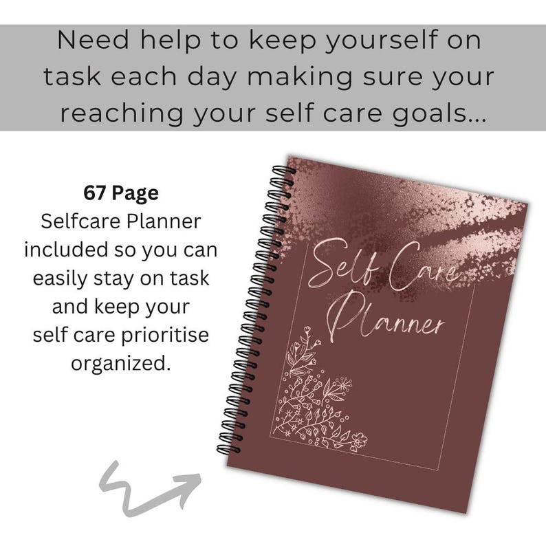 Self Care Workbook and Planner Bundle in Tan, Positive Mindset Journey ...