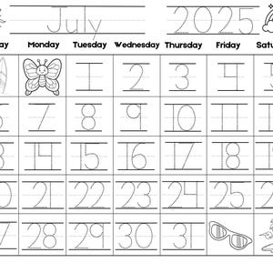 2025 Kids Traceable Calendar Printable | Fine Motor Skills Activity ...