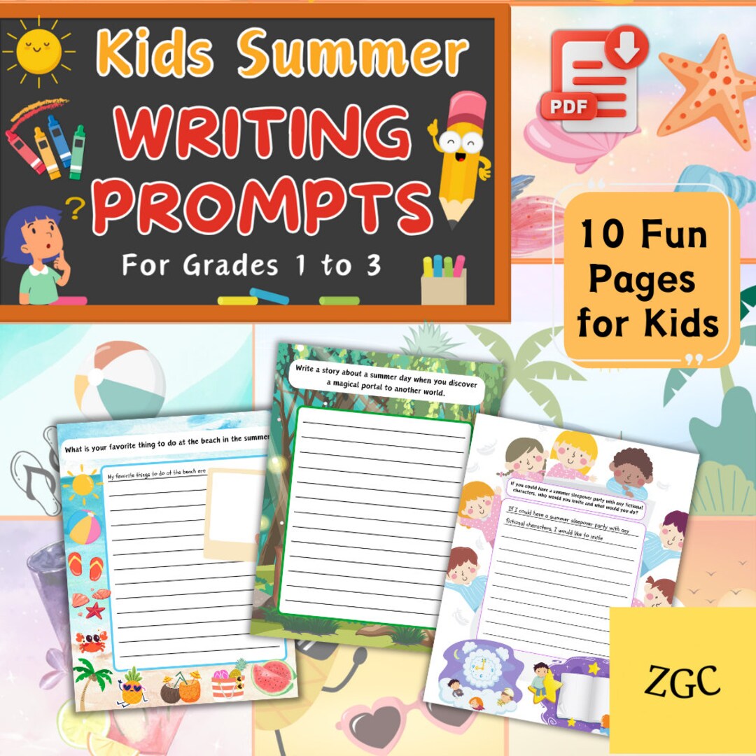 Kids Summer Writing Prompts, Primary Summer School Activities, Journal ...