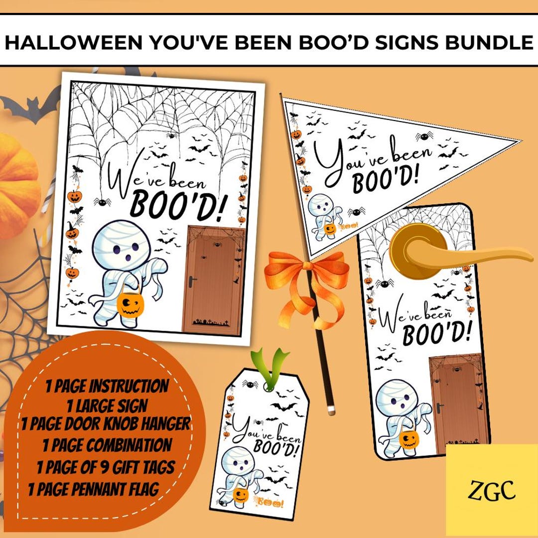 You've Been Boo'd Printable Halloween Kit, You've Been Booed Flag, Been ...