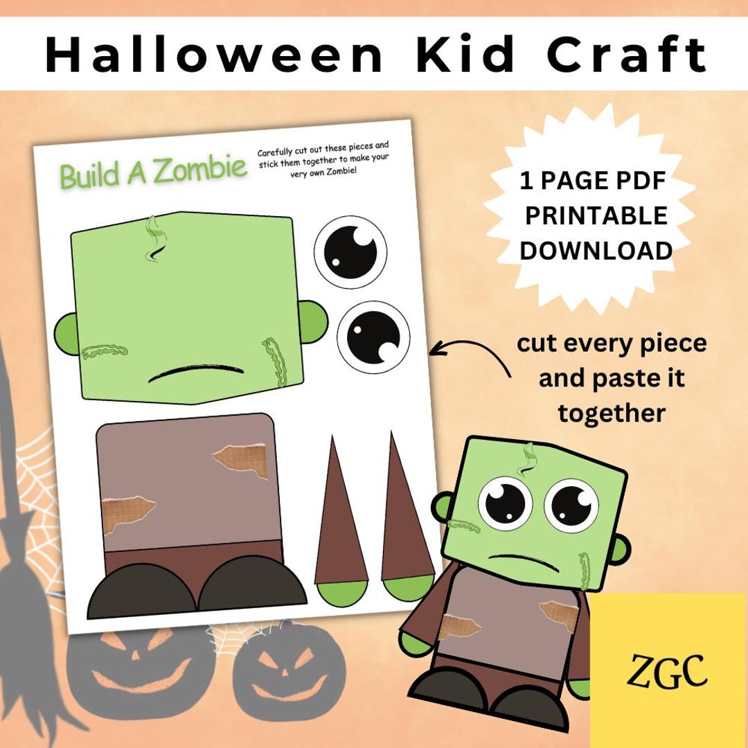 Build a Zombie Printable, Halloween Kids Craft, October Craft ...