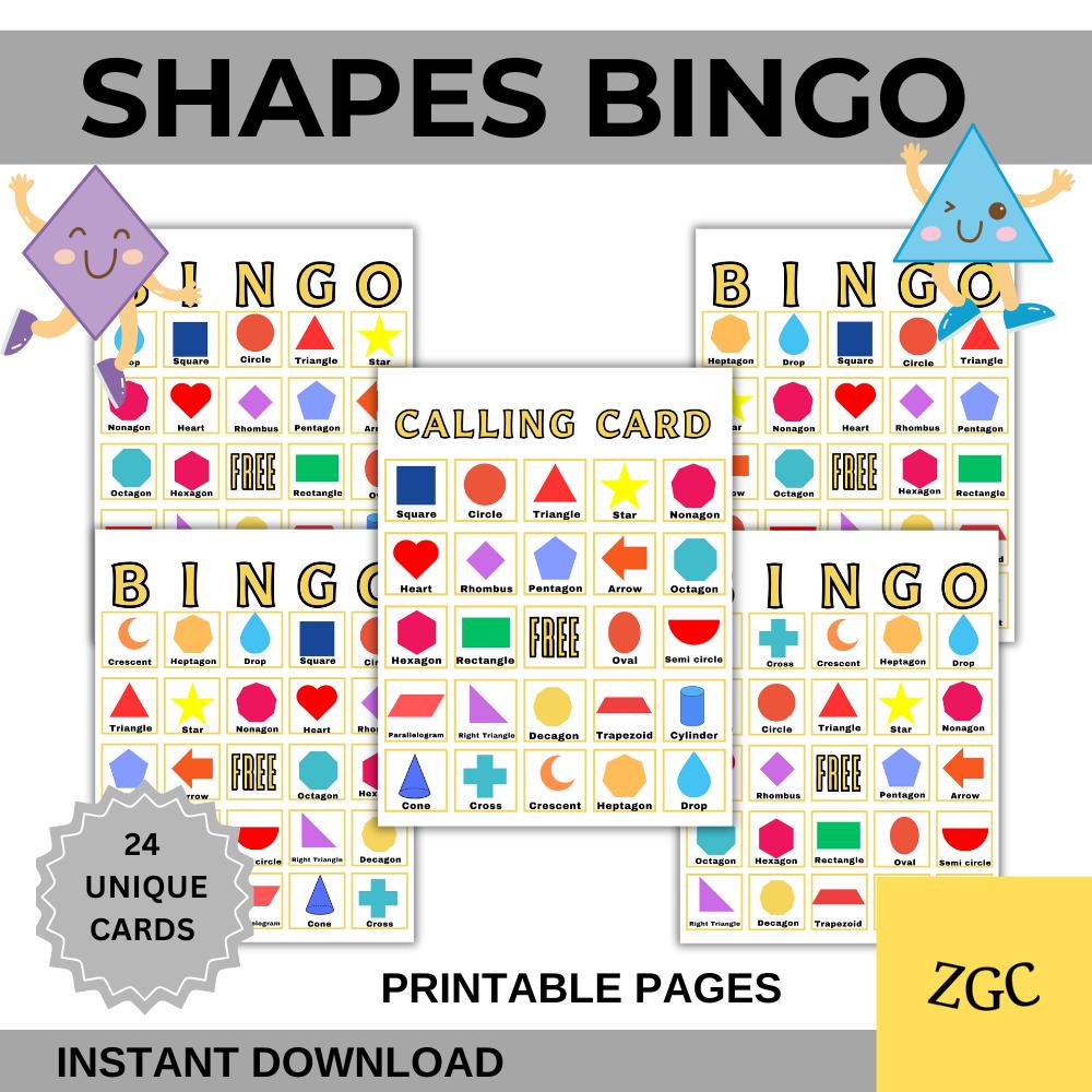 Shapes Bingo Game | Printable Shape Recognition Activity | Fun ...