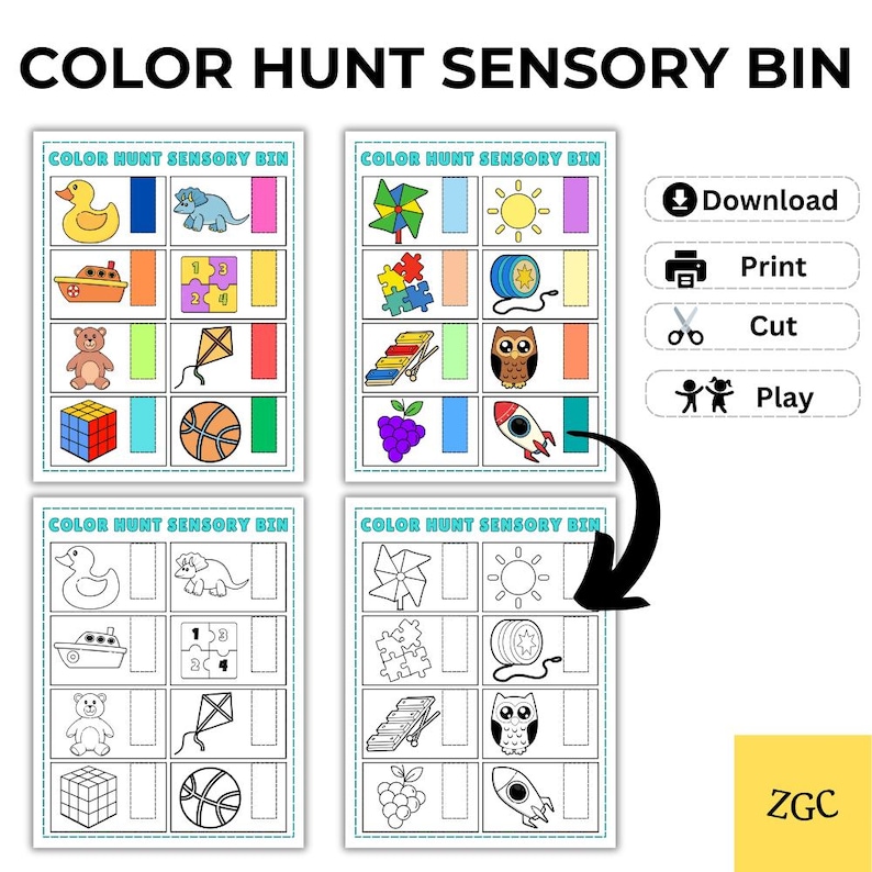 Printable Color Sensory Bin Activity, Hands on Colour Matching Game ...