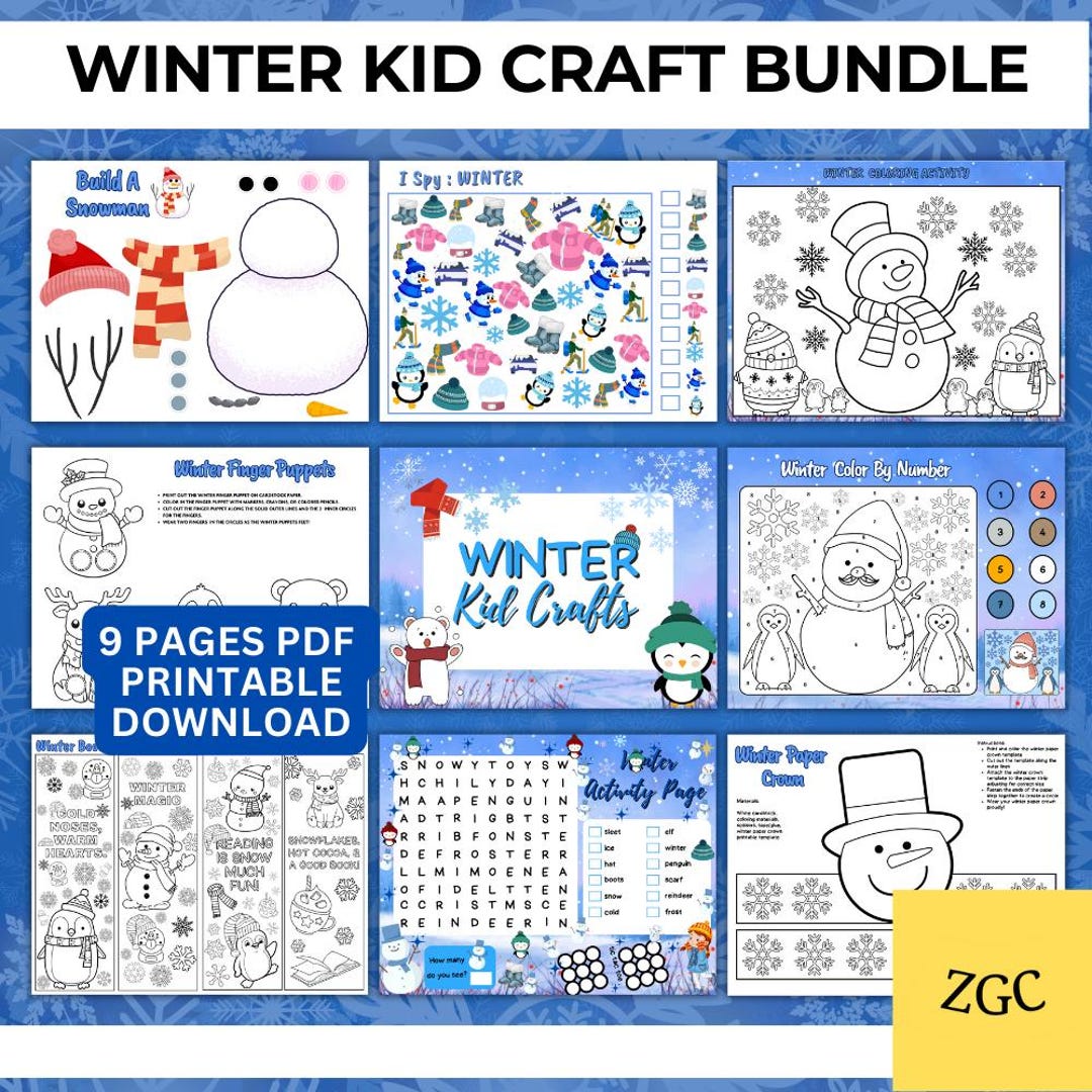 Printable Kids Winter Activity Sheets, Printable Winter Kids Craft ...