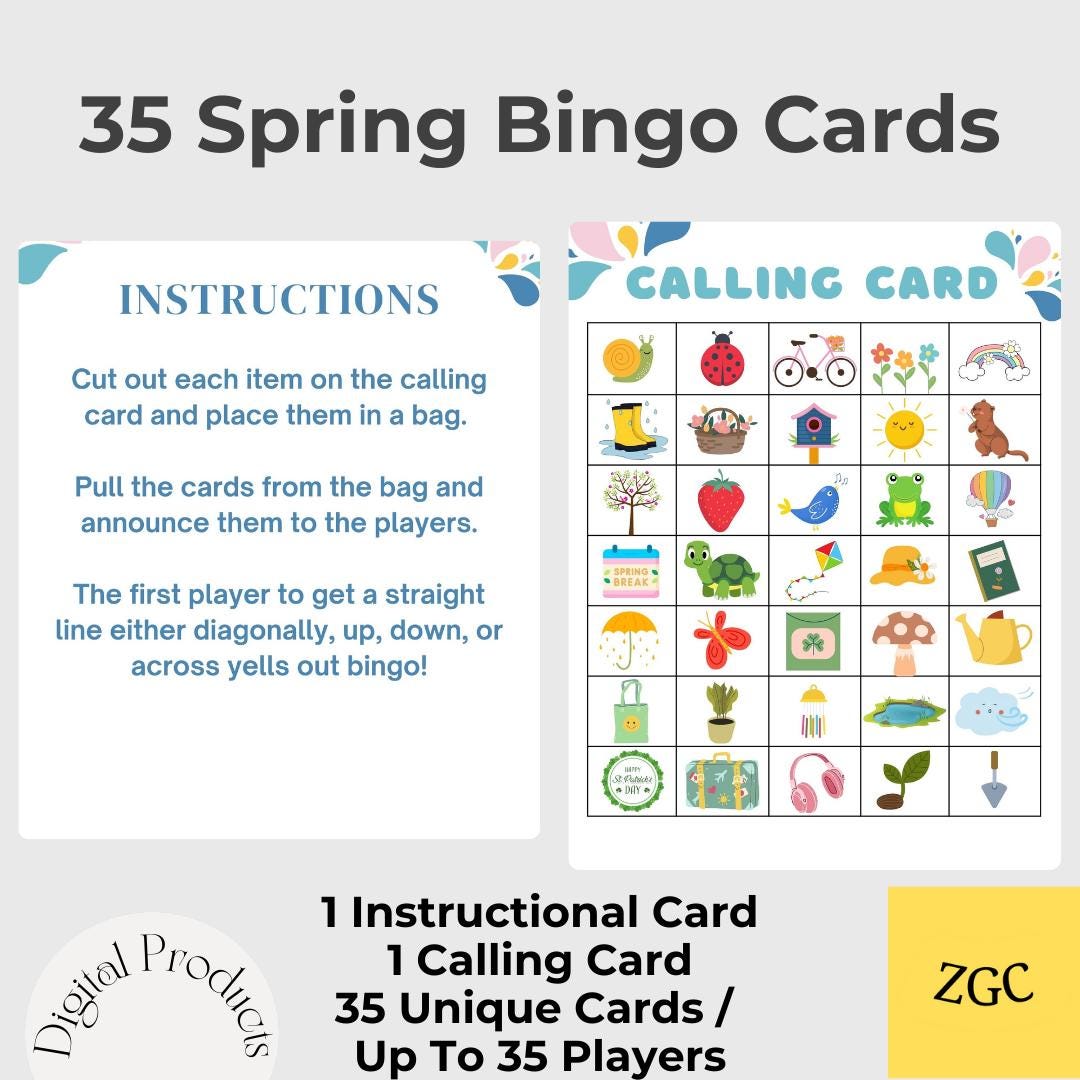 Spring Bingo Game Bundle | Fun Printable Bingo Cards for Kids & Adults ...