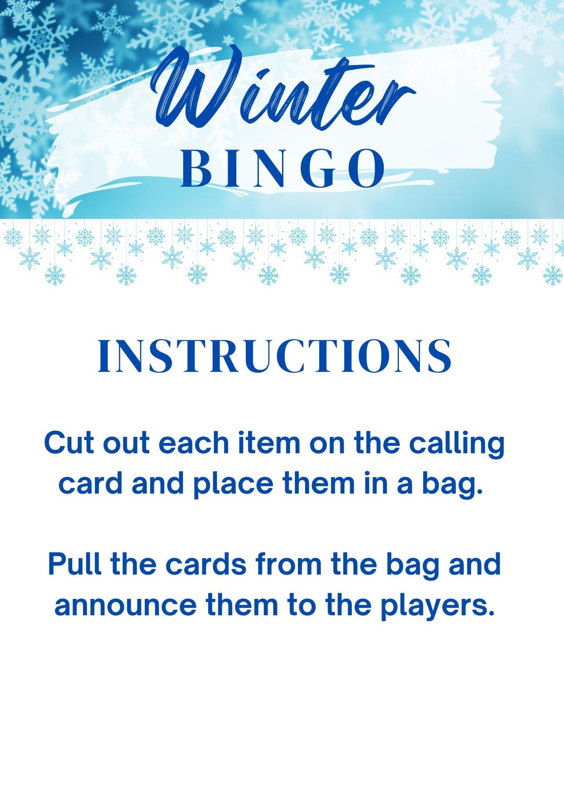 Printable Winter Bingo Game, Fun Winter Activity for Kids & Adults ...