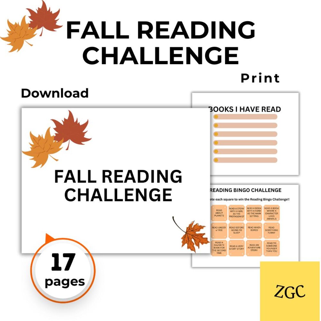 Fall Printable Reading Challenge for Kids, Fall Printable Activity ...