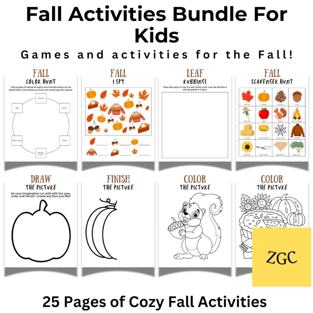 Fall Preschool Printable Activity Bundle, Fall Preschool Worksheet ...