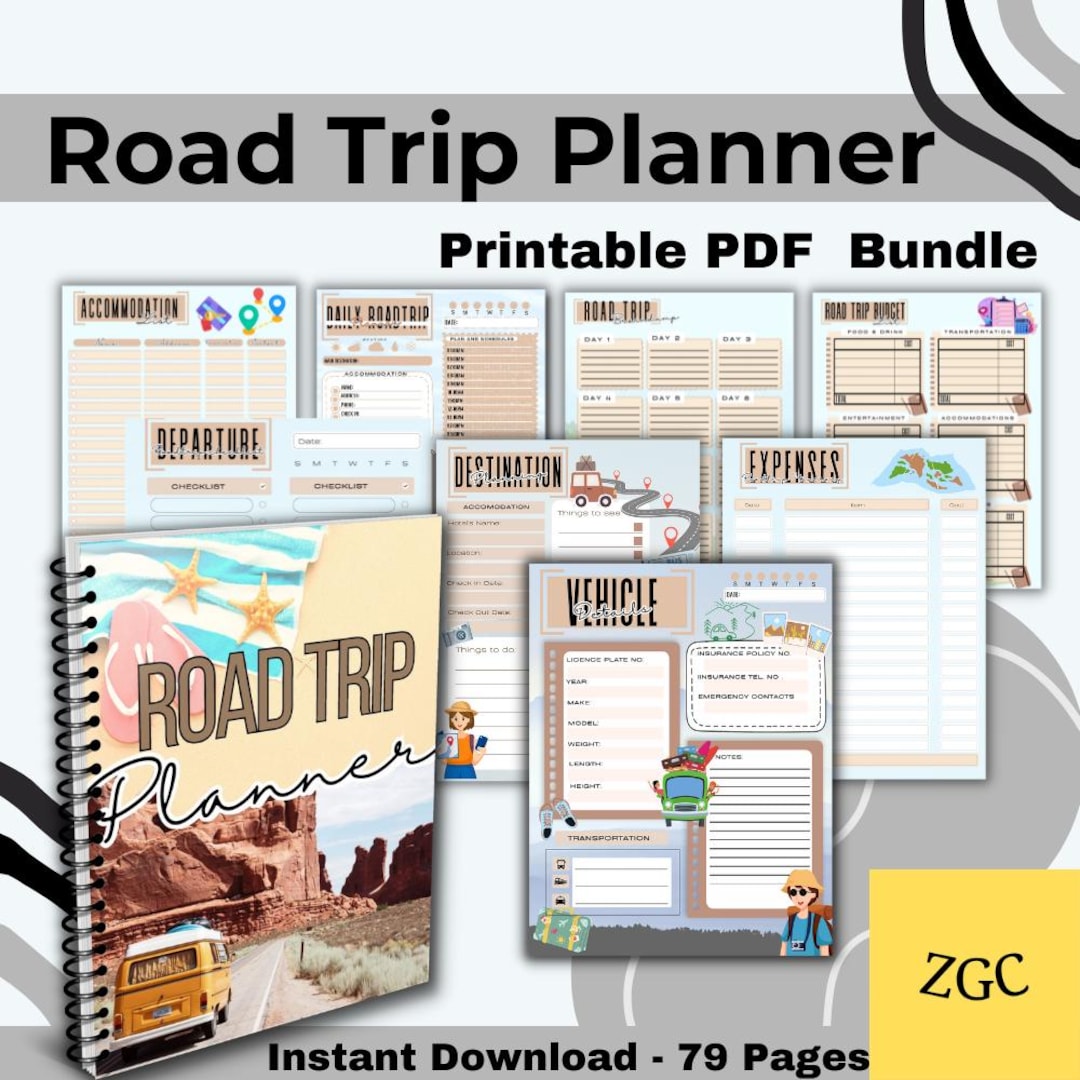 Road Trip Printable Planner, Road Trip Bundle Checklist, Road Trip ...