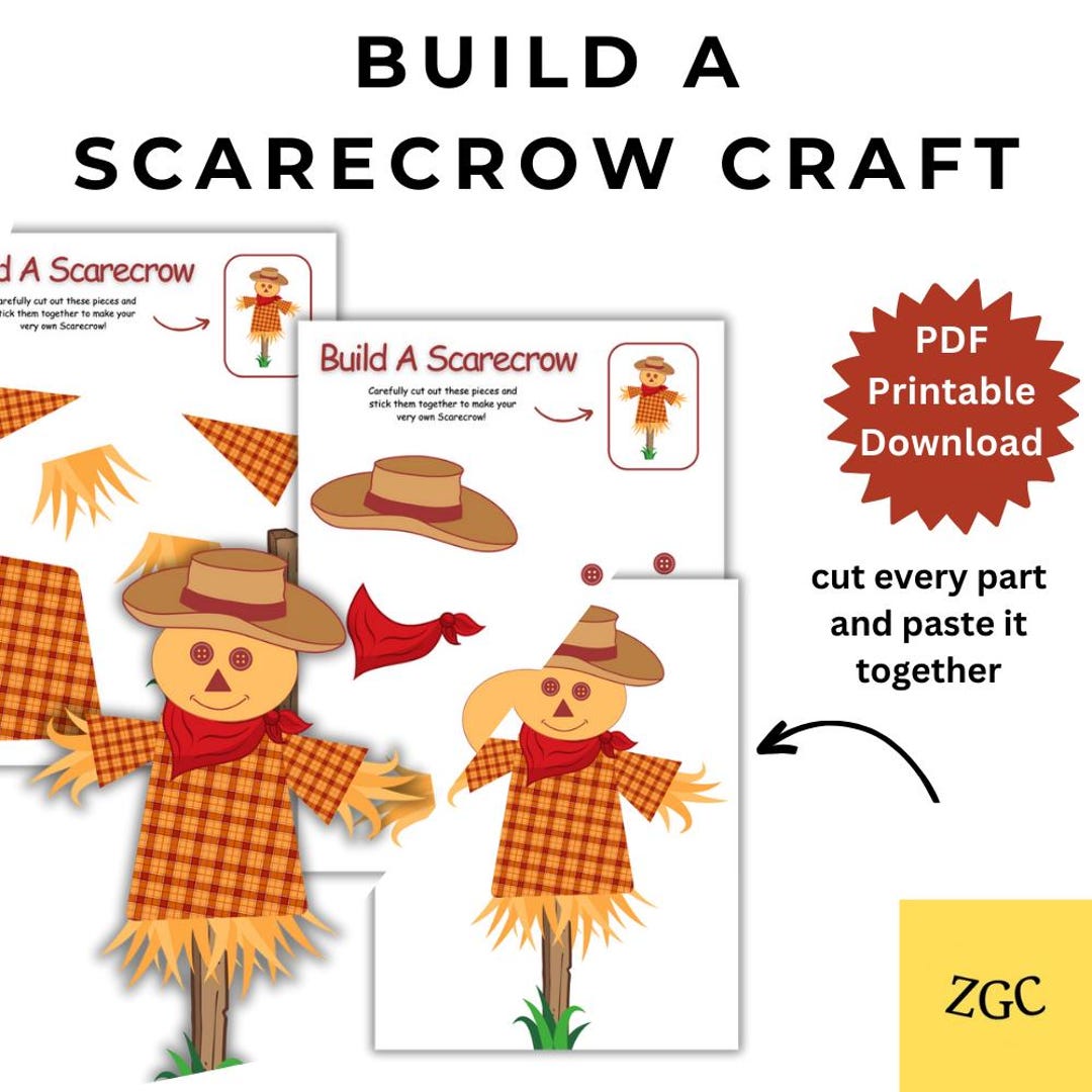 Build a Scarecrow Paper Craft | Fall Halloween Activity (PDF) - Etsy
