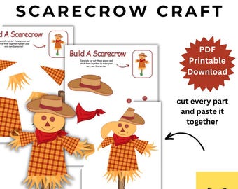 Build a Scarecrow Paper Craft | Fall Halloween Activity (PDF) - Etsy