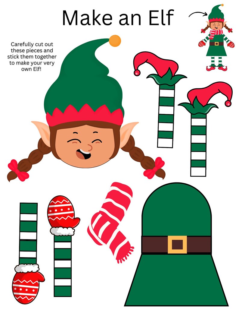 Build an Elf Paper Craft | Christmas Cut and Paste Activity (2-page PDF ...