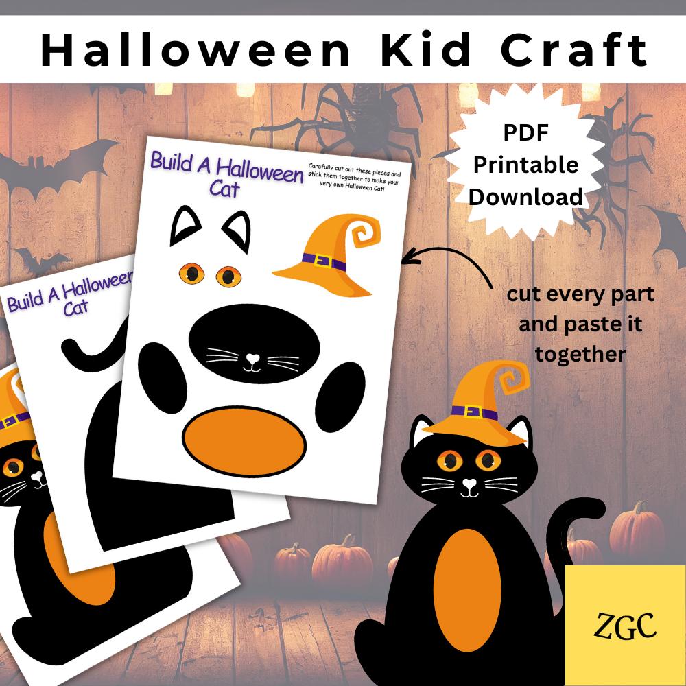 Build a Halloween Cat Printable, Halloween Kids Craft, October Craft ...