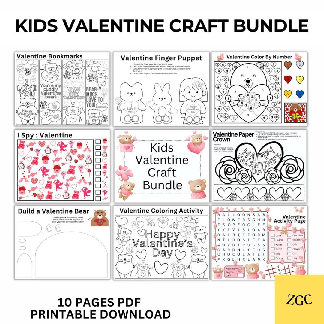 Valentine Kids Craft Bundle | Valentine’s Day Activities for Kids ...